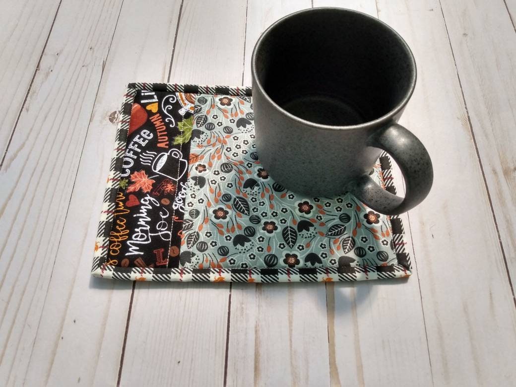 Mug Rug Quilted Mug Rug Fall Mug Rug Large Coaster Fabric Coaster ...