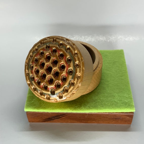 Handmade Round Wood Box With a Carved Pattern on Top. Great - Etsy