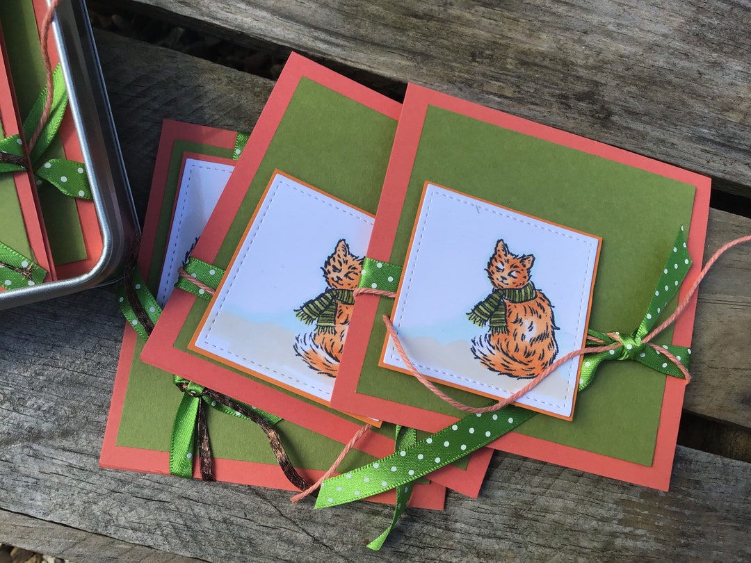 Ginger Cat Handmade Cards, Set of 4, Cat Cards, Cat Lover, Greeting ...