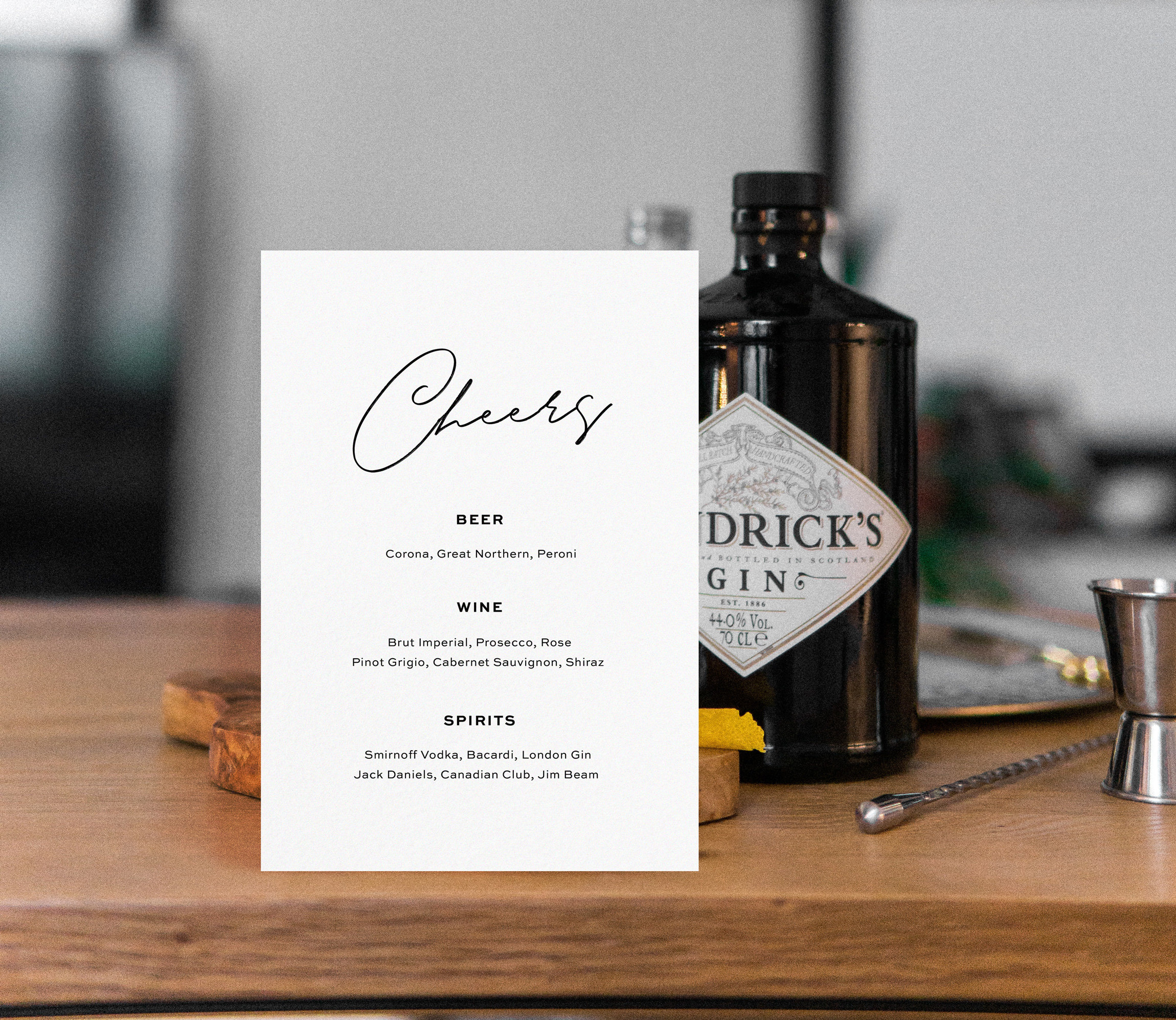 Minimal Custom Signature Drink Sign, Modern Printable Bar Menu, Bespoke ...