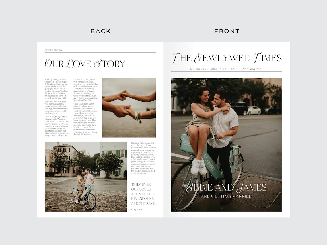 Editable Wedding Newspaper Templateannounce Your Love Story Wedding ...