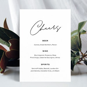 Minimal Custom Signature Drink Sign, Modern Printable Bar Menu, Bespoke ...