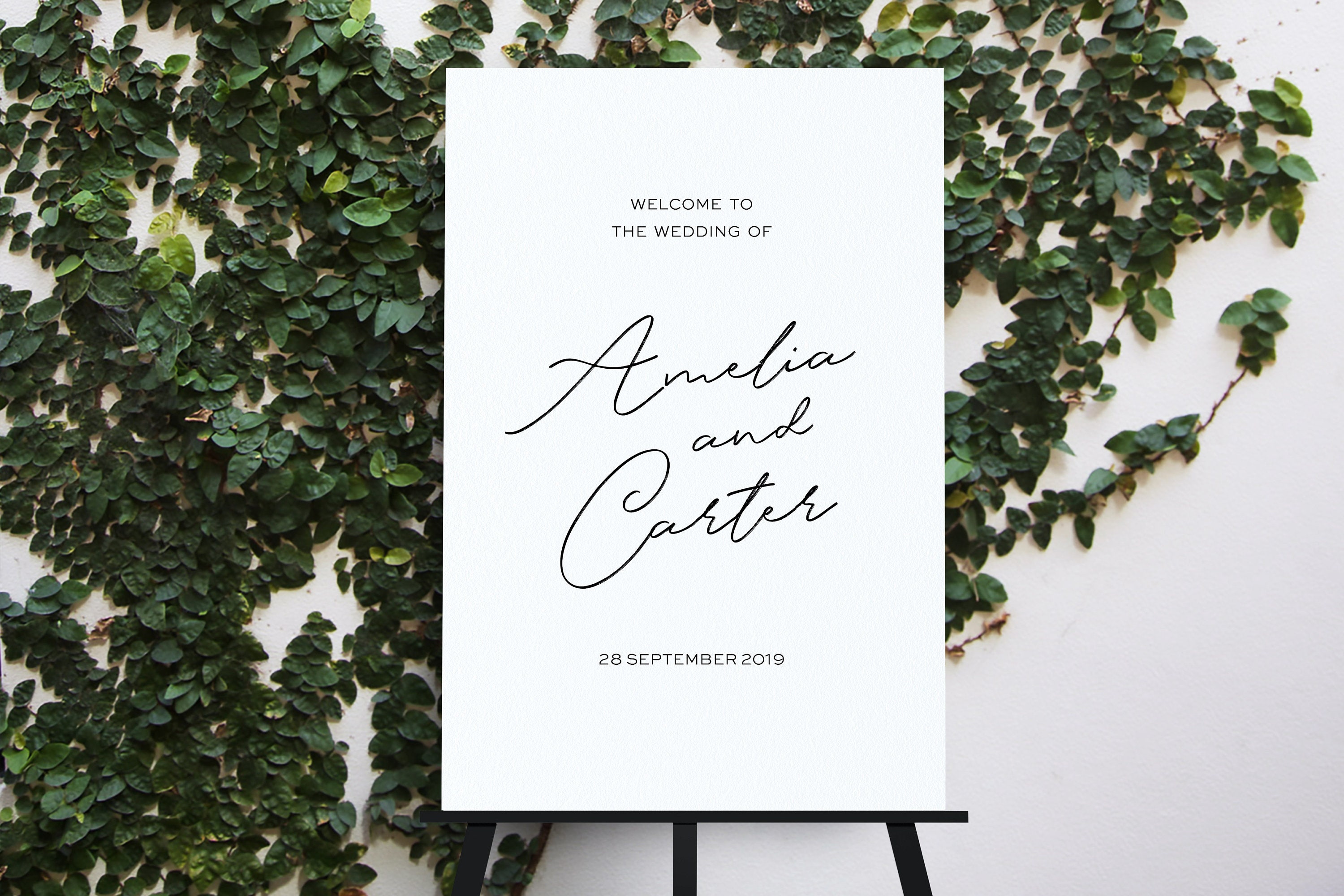Calligraphy Welcome Sign, Minimalist Wedding Welcome Sign Template ...