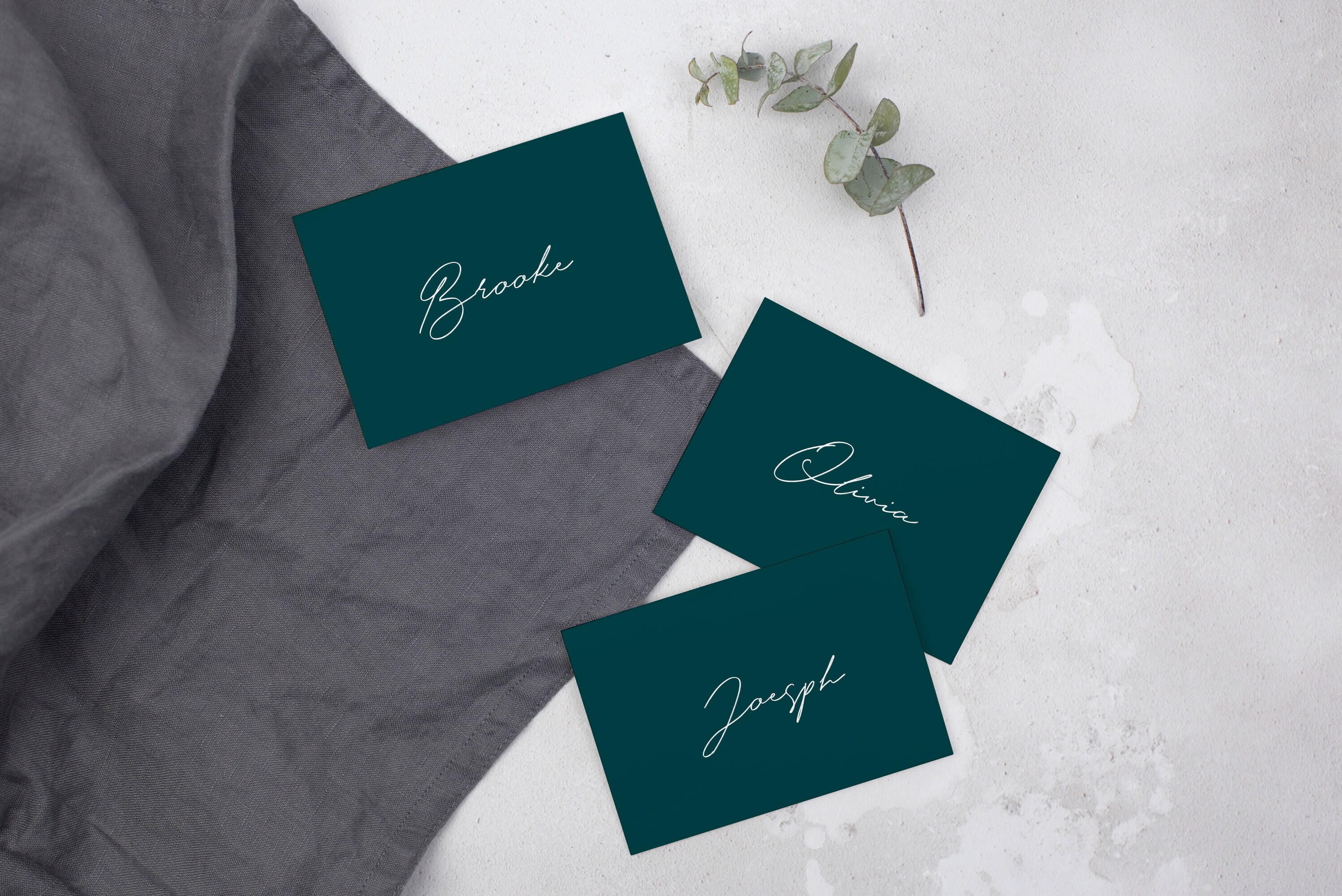 Emerald Green Calligraphy Name Card, Place Card, DIY Editable Template ...