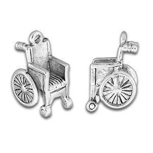 6 Wheelchair Charm Sterling Silver Plated Medical Charms, Silver Charms ...