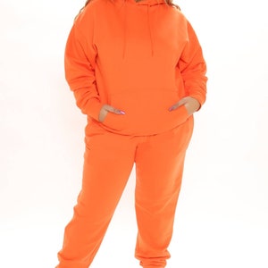 Womens Orange Sweatsuit Womens Orange Joggers Womens Orange Hoodie Set ...