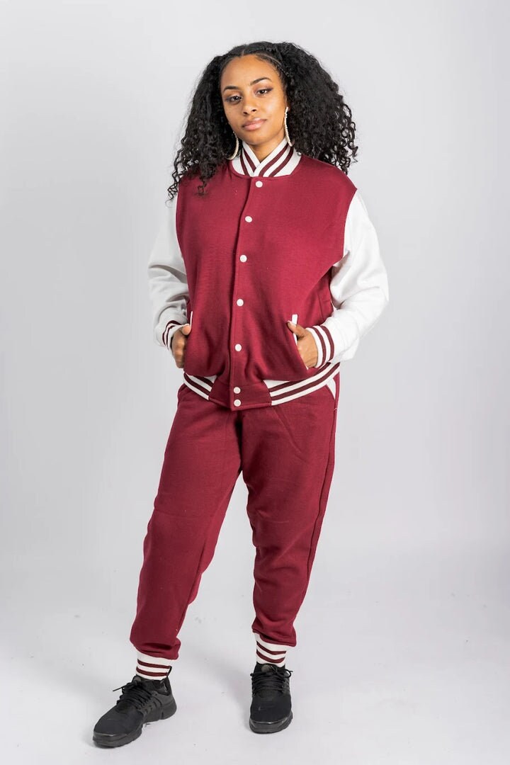 Womens Varsity Jacket Style Jogger Sweatsuit Set Gift for Her Womens ...