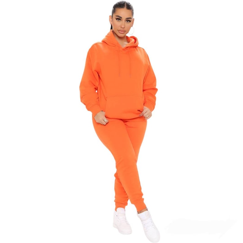 Womens Orange Sweatsuit Womens Orange Joggers Womens Orange Hoodie Set ...