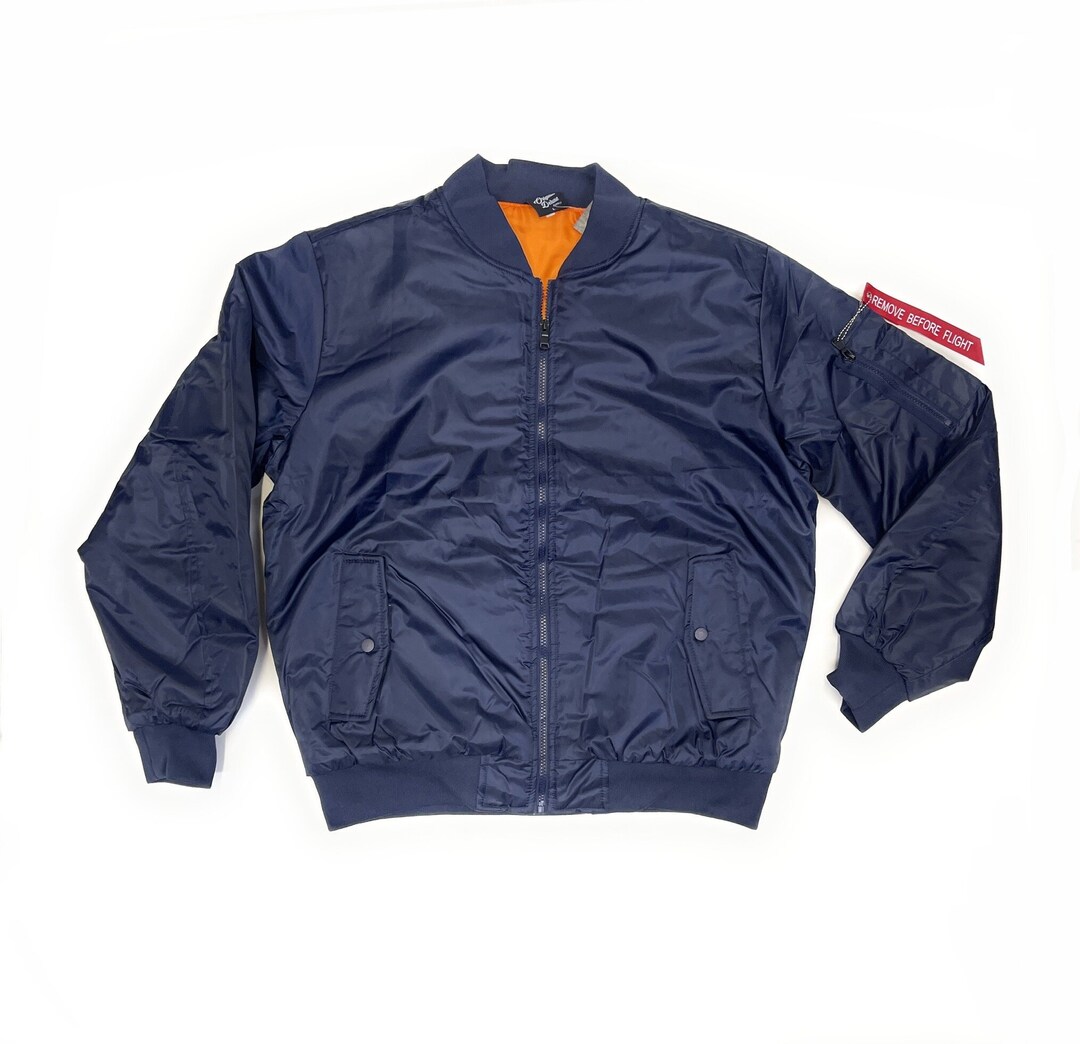 Mens Flight Jacket Unisex Bomber Jacket Navy Blue Size Medium Military ...