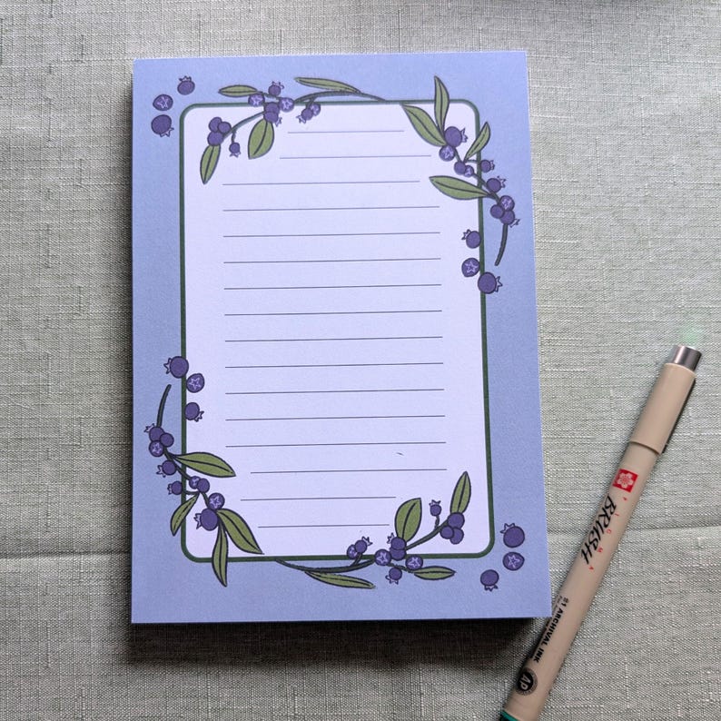 Blueberries Notepad, Nature, 50 Sheets, Discounted, Cottageocre ...