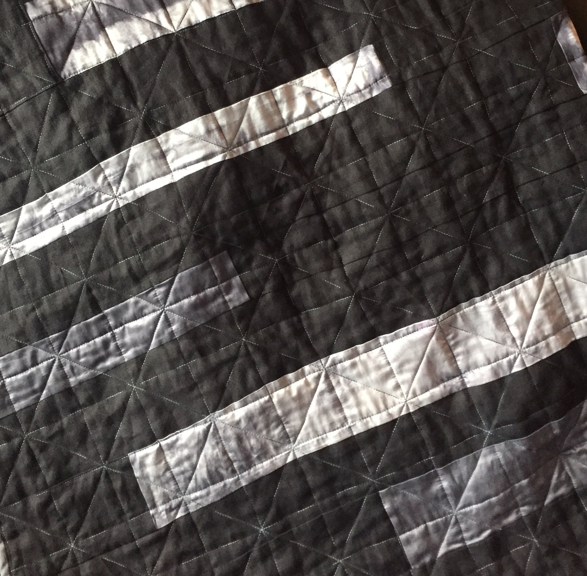 Dark Charcoal and Silver Quilt/linen, Silk-cotton Quilt/modern ...