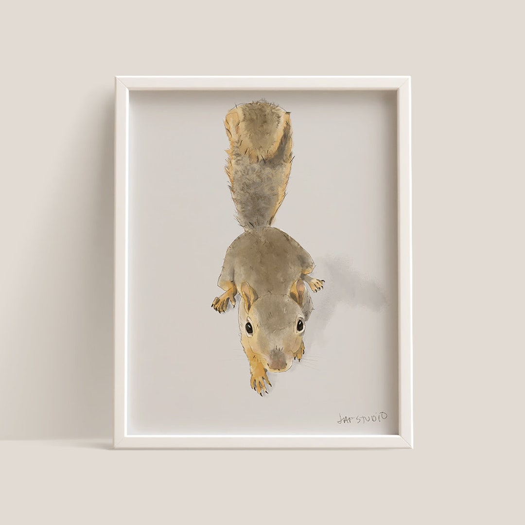 Squirrel Buddy Art Print/squirrel Printable Watercolor Painting ...
