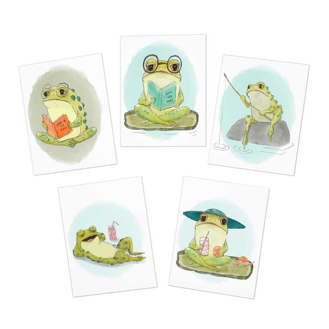 Reading Toads and Friends by JAF Studio Greeting Cards (5-pack)/set of ...