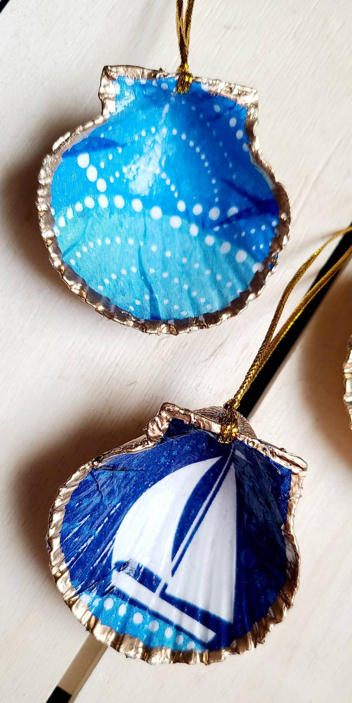 Set of 3 Scallop Shell Ornaments Seashell Ornaments - Etsy