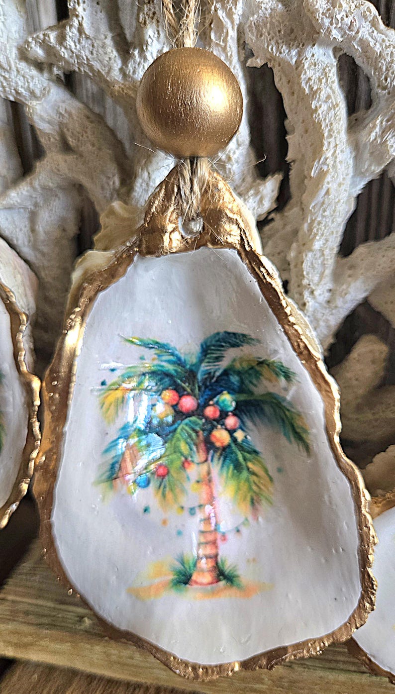 Oyster Shell Ornament Palm Trees - Etsy