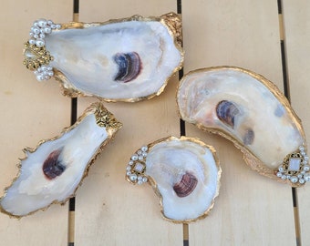 Pearl Shell Ring Dish Large Oyster Shells Costal Decor Wedding Gifts ...