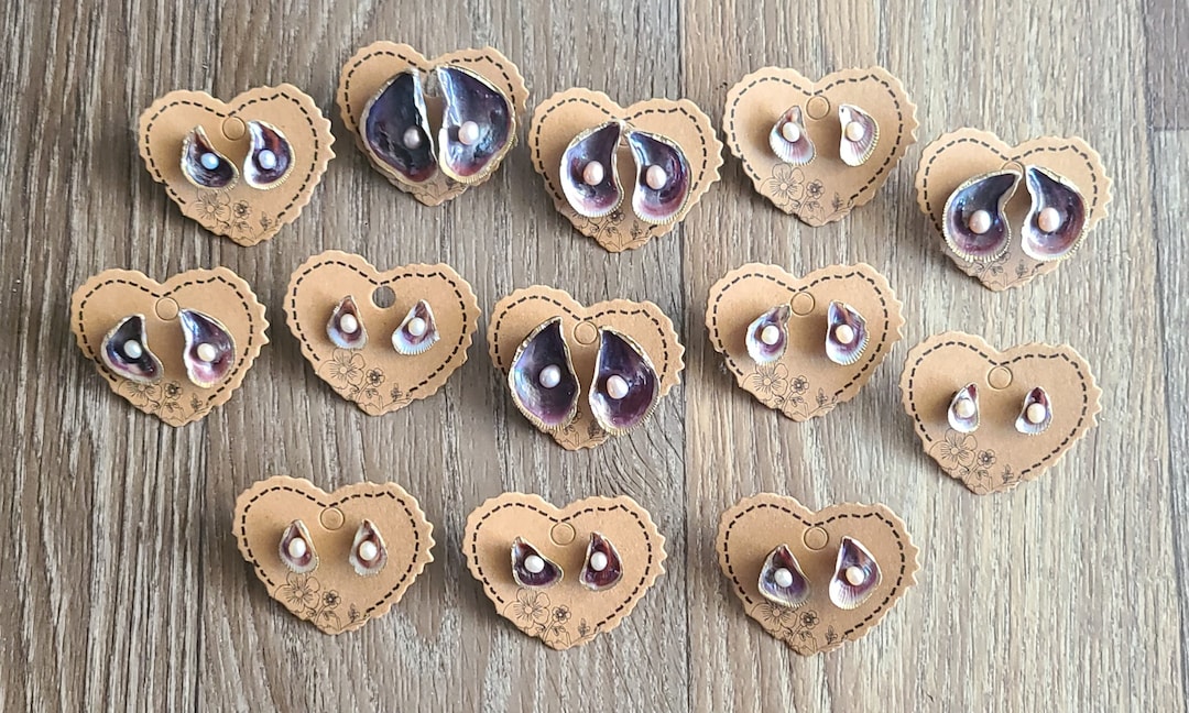 Purple Mussel Shell Stud Earrings/hook Shell Earrings/seashell Earrings ...