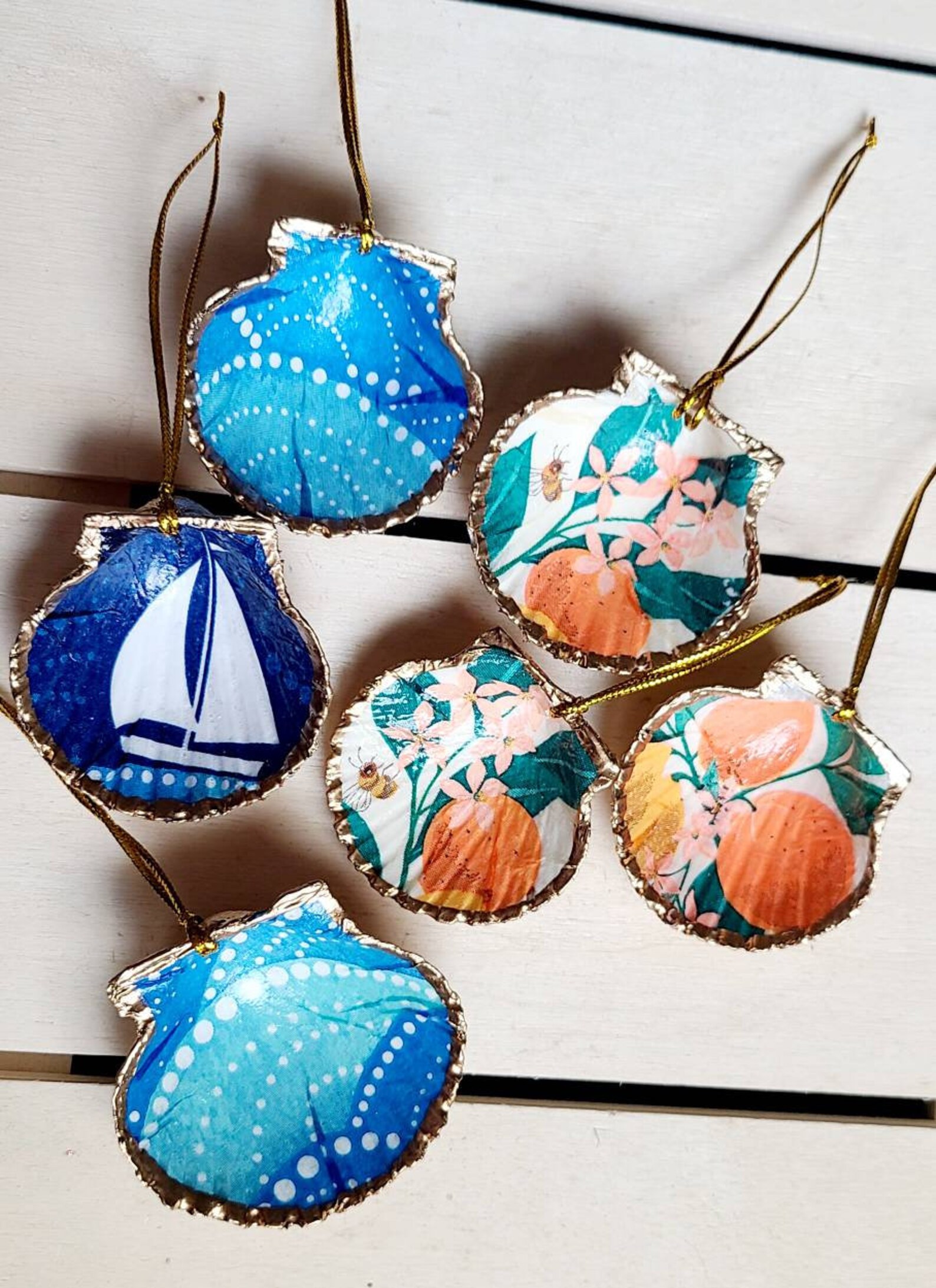 Set of 3 Scallop Shell Ornaments Seashell Ornaments - Etsy