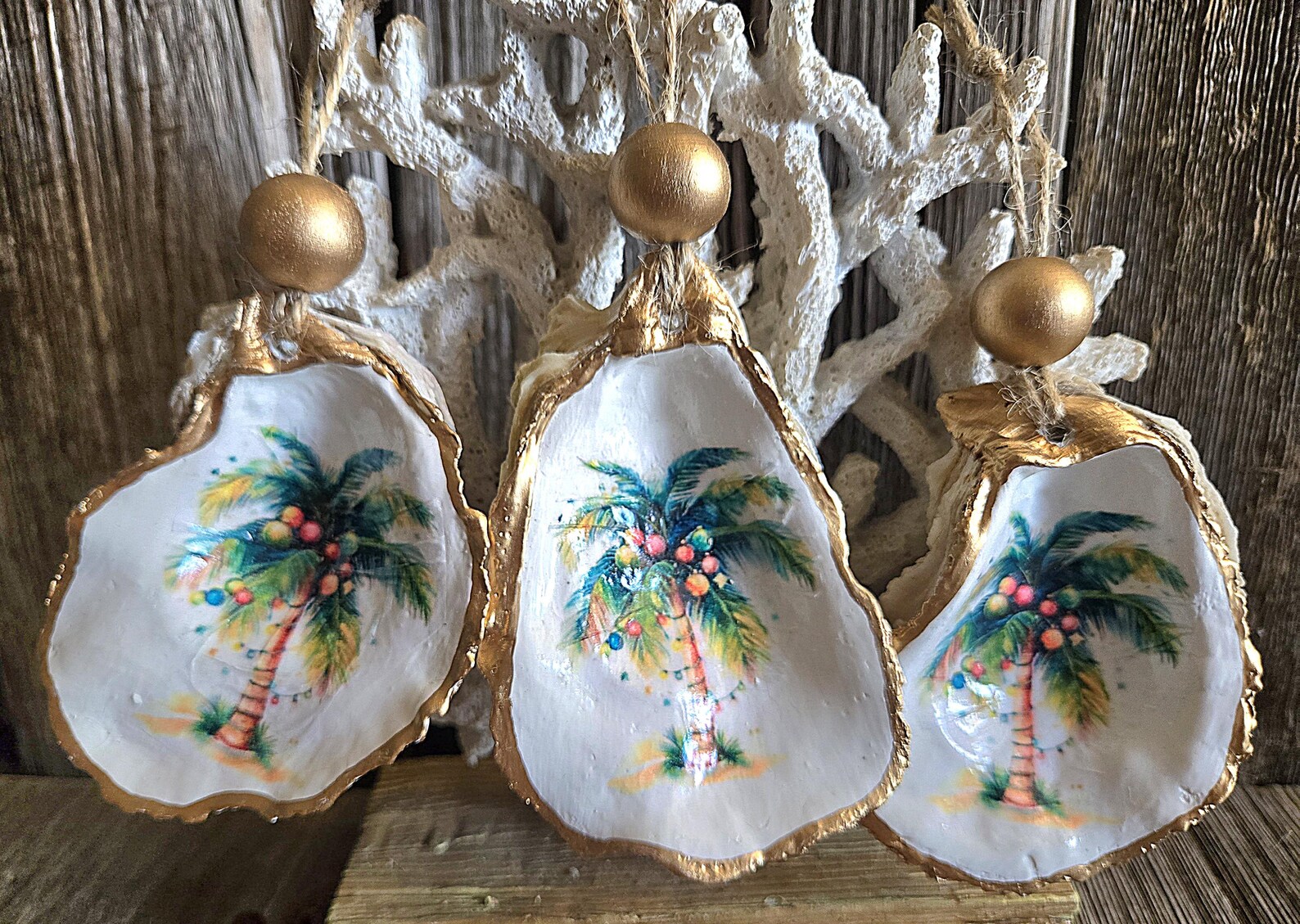 Oyster Shell Ornament Palm Trees - Etsy