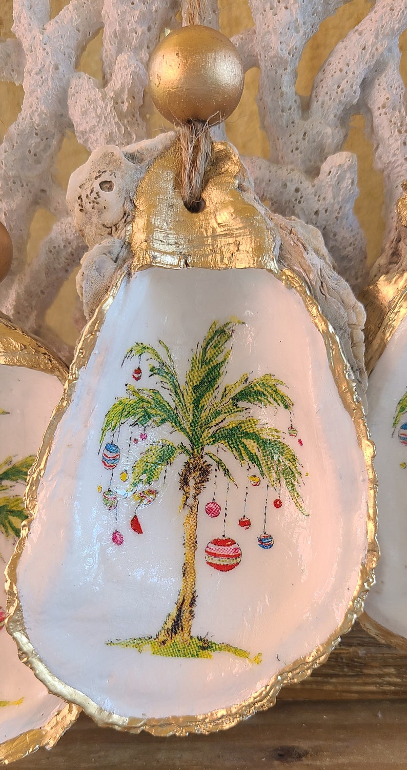 Oyster Shell Ornament Palm Trees - Etsy