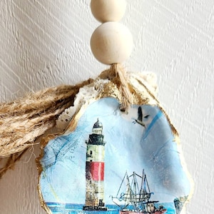 Cross Oyster Shell Door Knob Hanger. Oyster Shell Blessing Beads ...