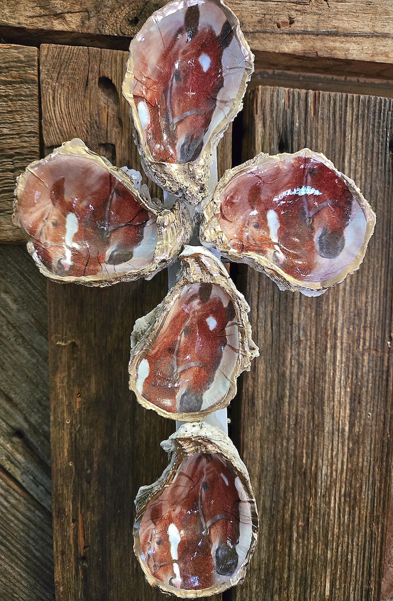 Hanging Oyster Shell Cross Western Country - Etsy