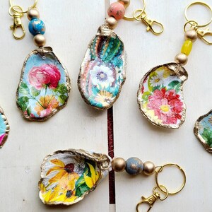 Decoupage Oyster Shell Keychain - Etsy
