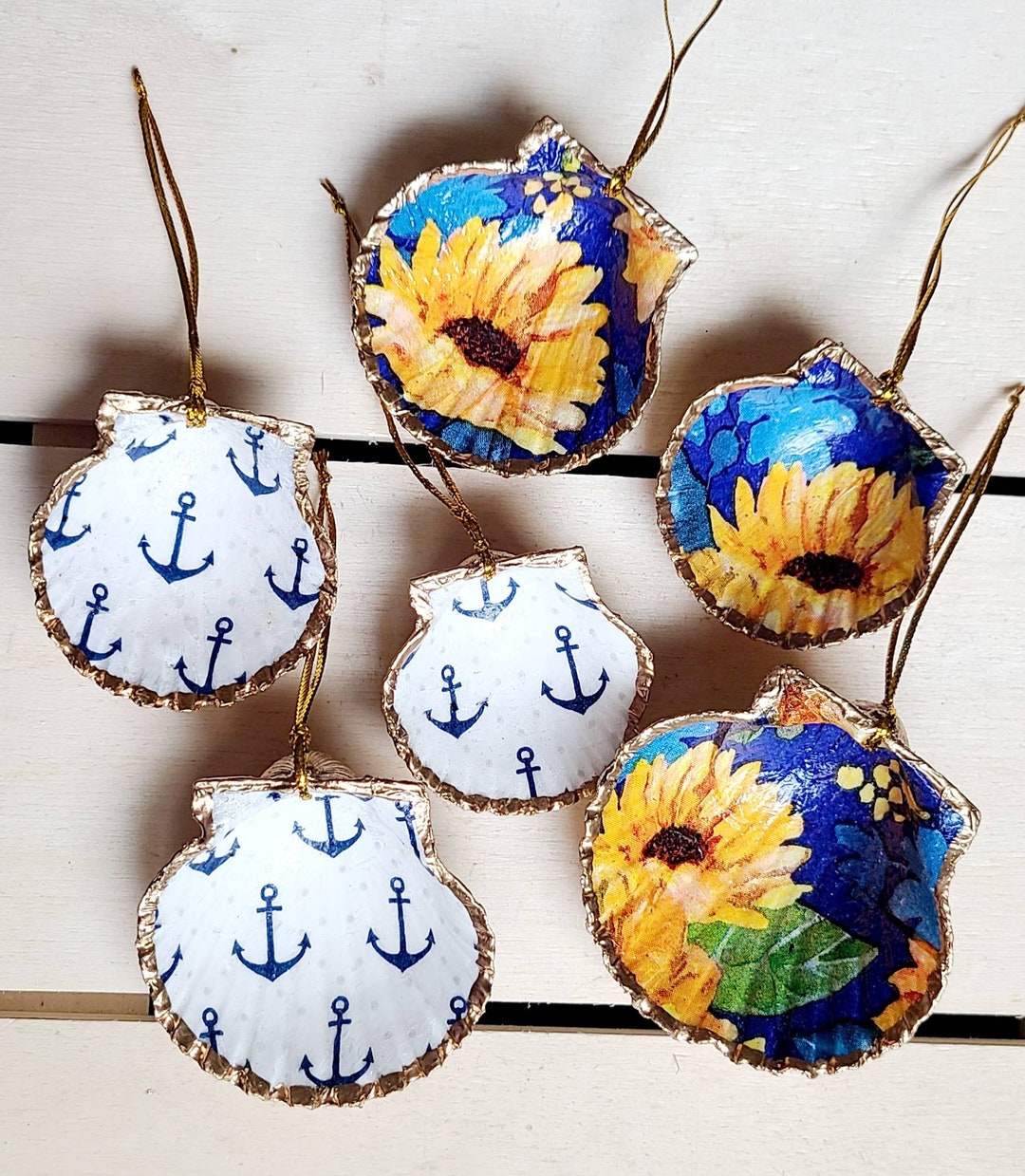 Set of 3 Scallop Shell Ornaments, Seashell Ornaments - Etsy