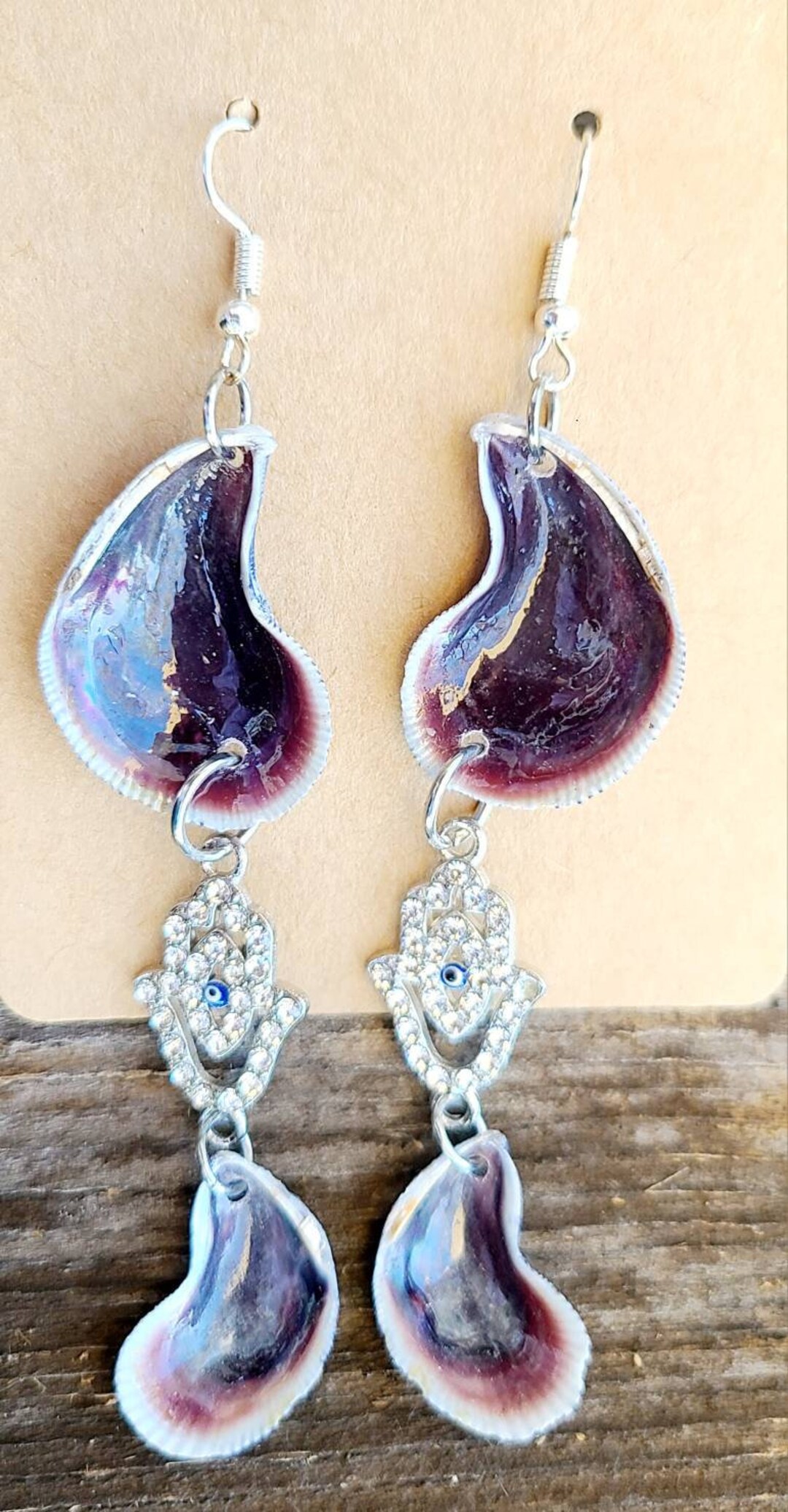Mussel Shell Earrings, Drop Earrings,evil Eye Earrings - Etsy