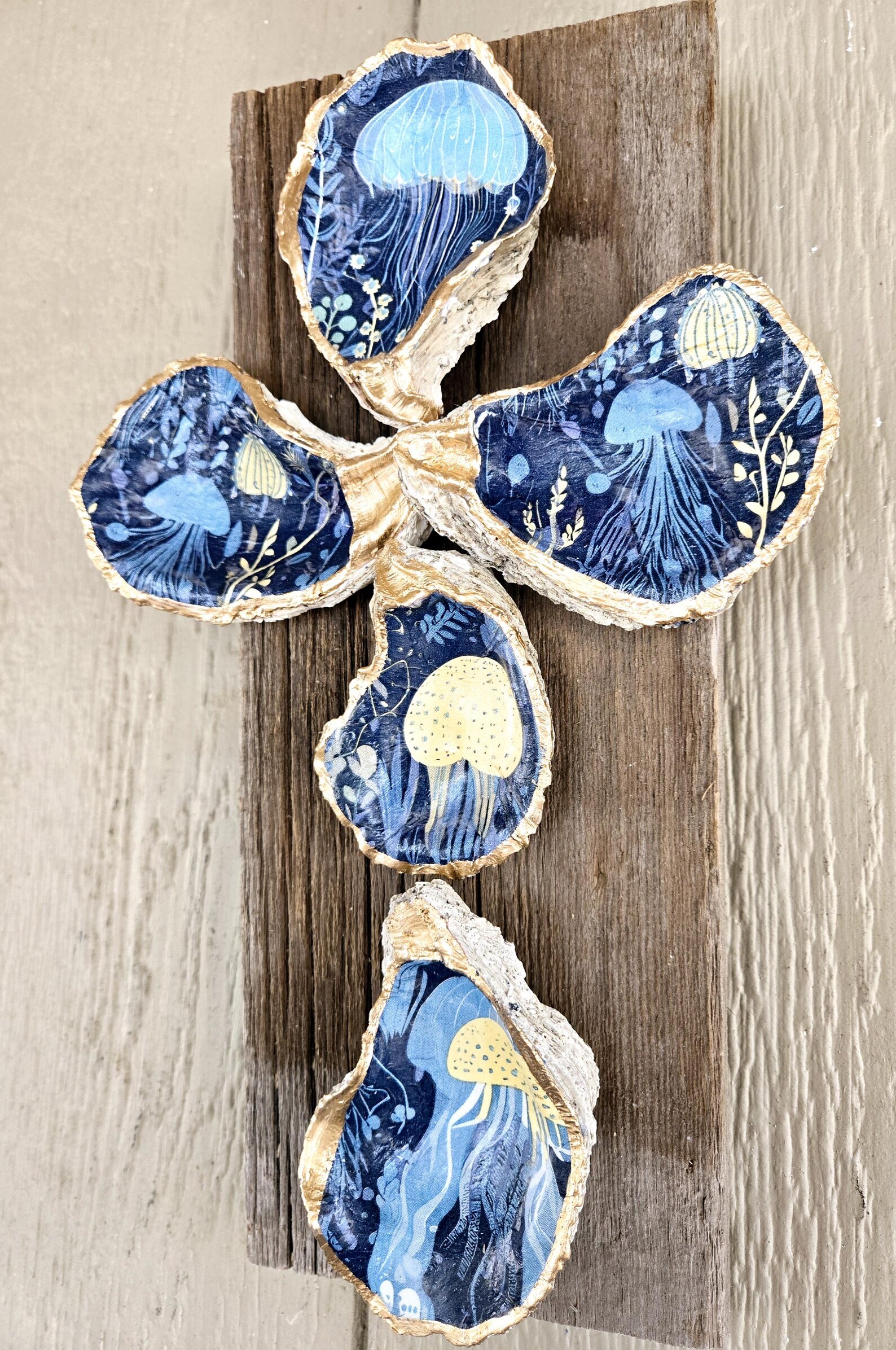 Driftwood Oyster Shell Cross Jellyfish - Etsy