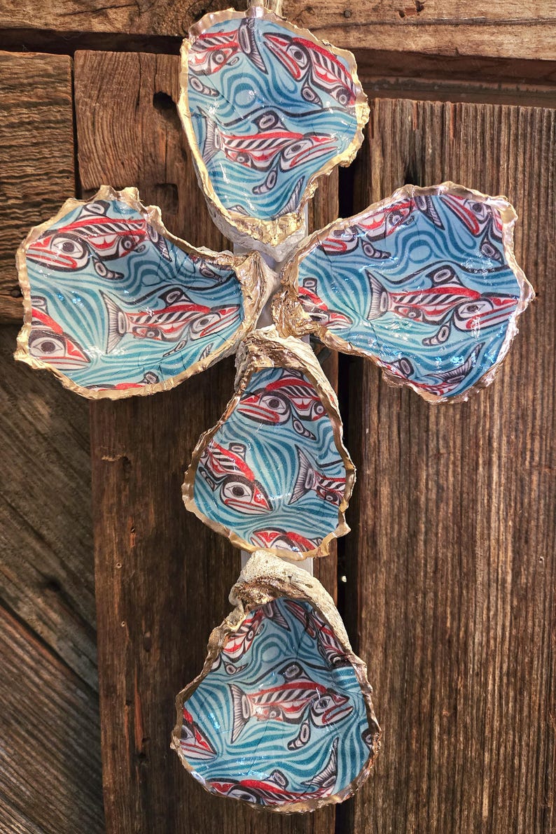 Hanging Oyster Shell Cross Western Country - Etsy