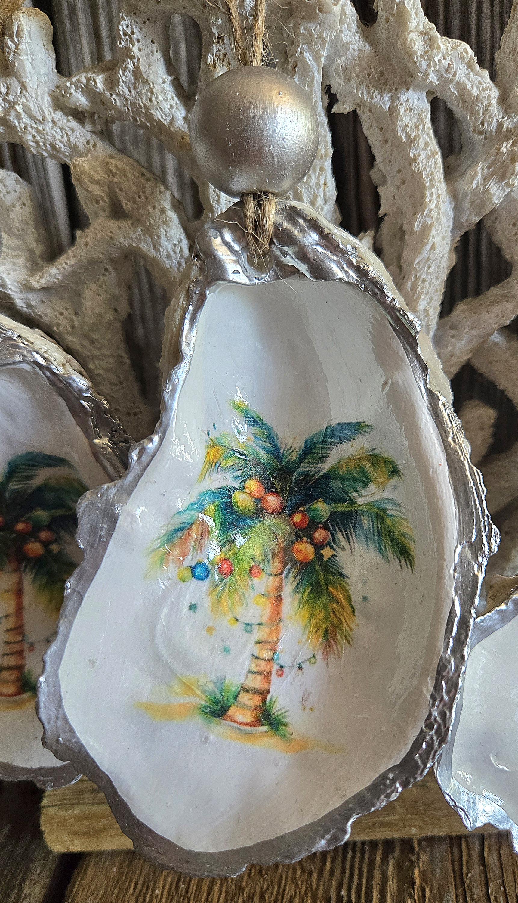 Oyster Shell Ornament Palm Trees - Etsy