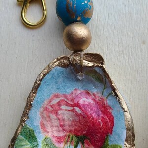 Decoupage Oyster Shell Keychain - Etsy