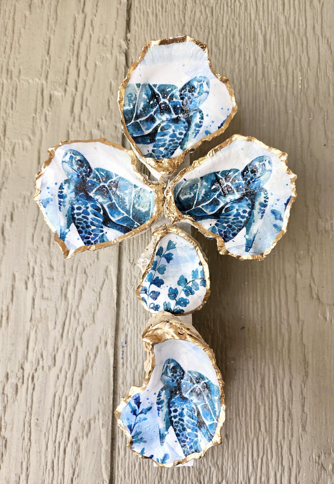 Oyster Shell Cross Sea Turtles - Etsy
