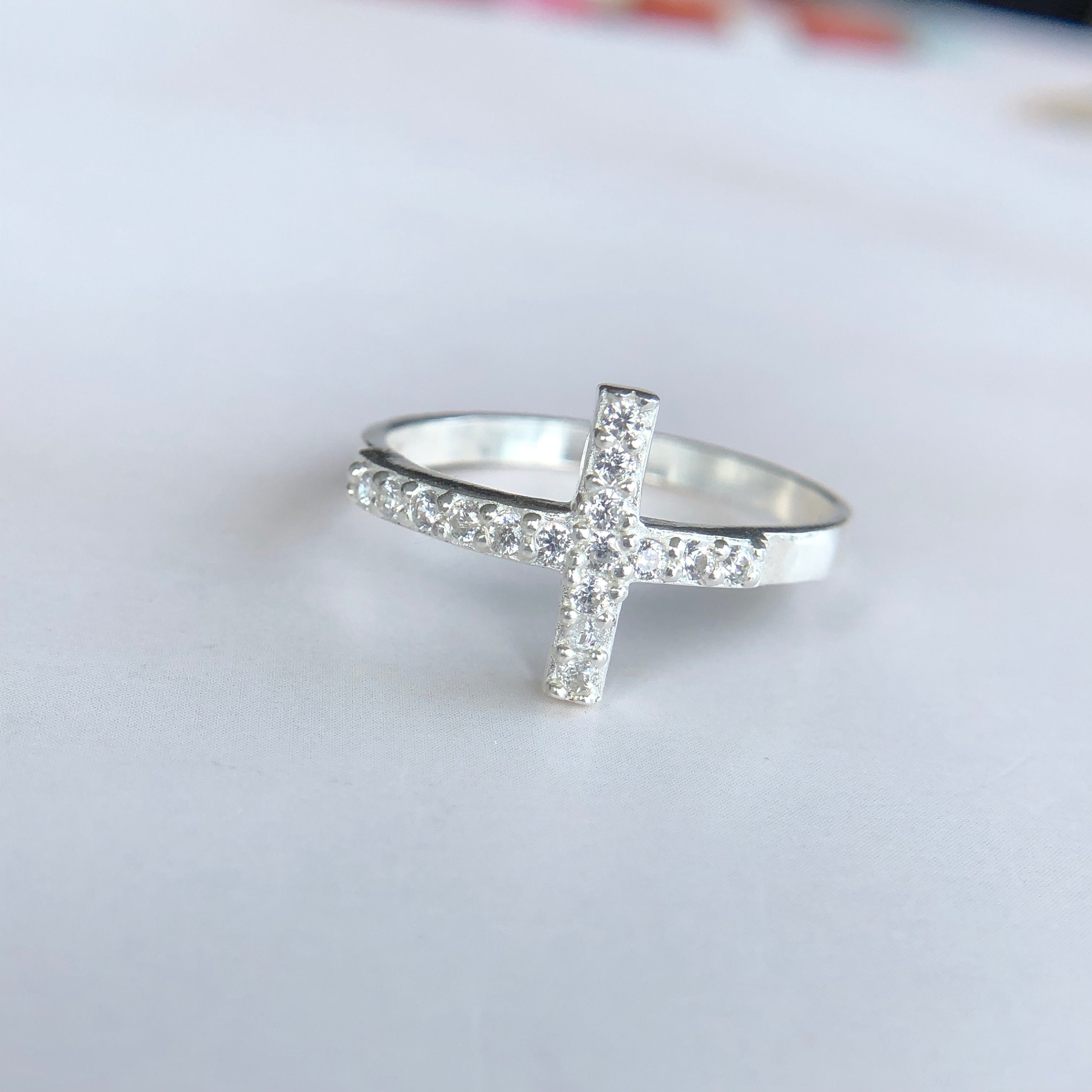 Cross Ring, Promise Ring, Purity Ring, Christian Jewelry, Sideways ...