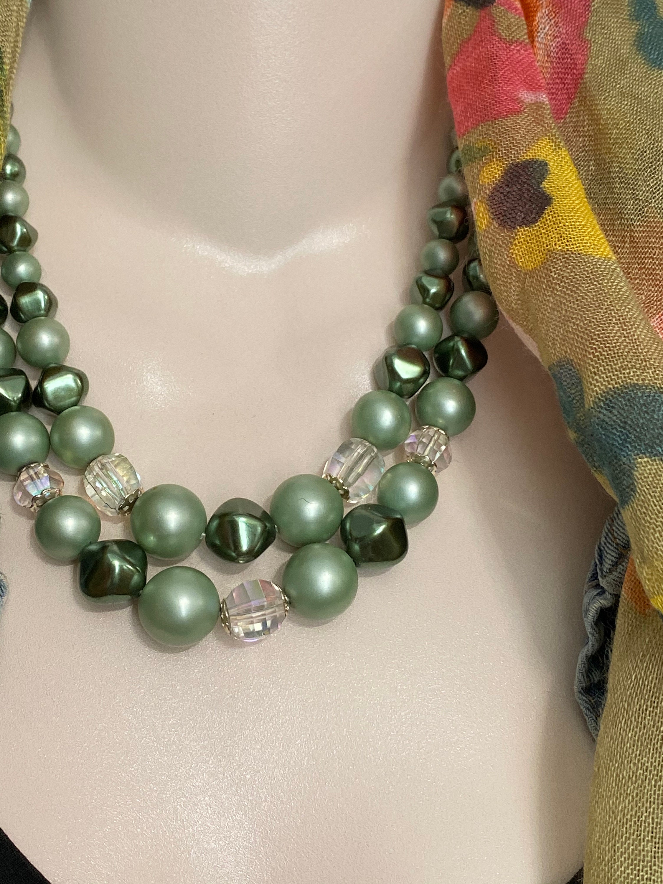 Collier Perles Rétro Double Brin Verts Rockabilly vintage - Etsy France