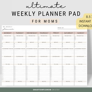 Weekly Planner Printable for Moms: Productivity Overview (PDF) - Etsy