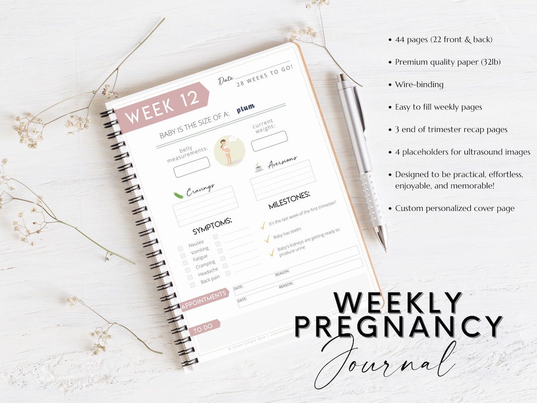 WEEKLY PREGNANCY JOURNAL Pregnancy Tracker Pregnancy Gift Personalized ...