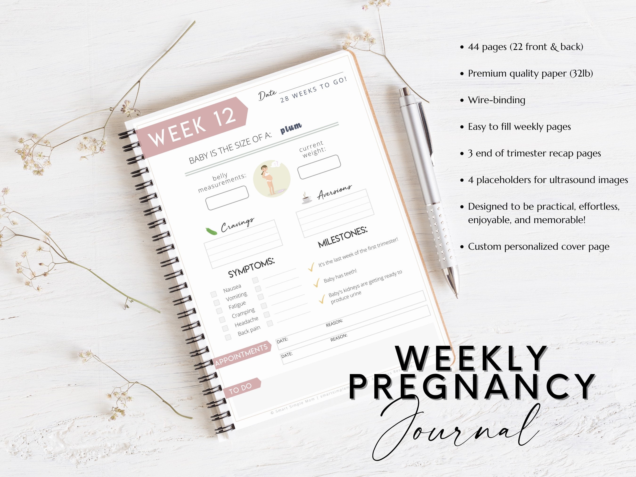 WEEKLY PREGNANCY JOURNAL Pregnancy Tracker Pregnancy Gift Etsy
