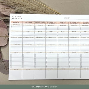 Weekly Planner Printable for Moms: Productivity Overview (PDF) - Etsy