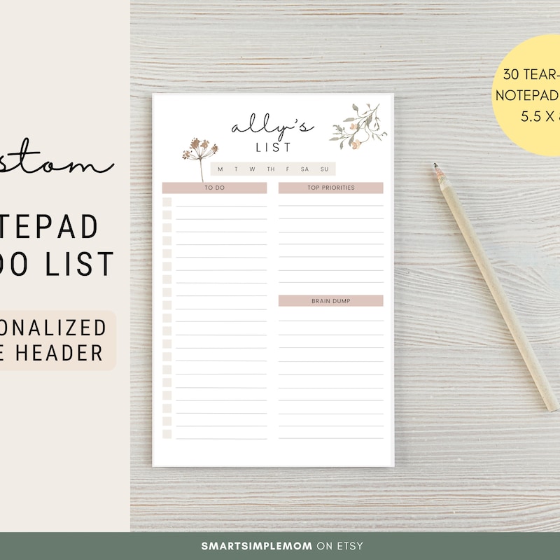 To Do List Notepad - Etsy