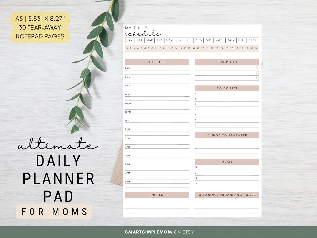 DAILY PLANNER PAD for Moms Daily Planner Undated Planner Daily Desk Pad ...