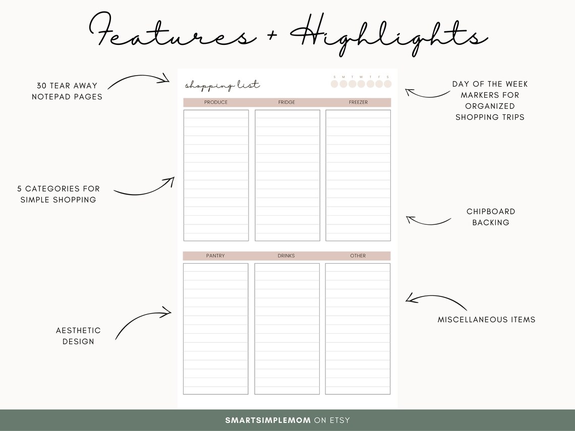 GROCERY LIST NOTEPAD Shopping List Notepad Shopping Memo Pad - Etsy