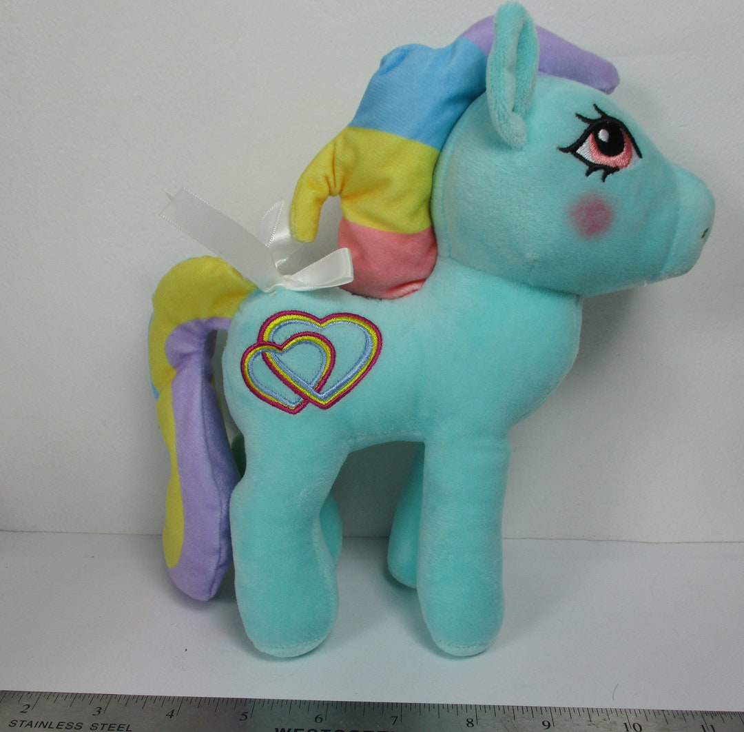 HQG1C Rainbow Beats PLUSH Pony Soft Toy Embroidered Aqua Hearts Theme ...