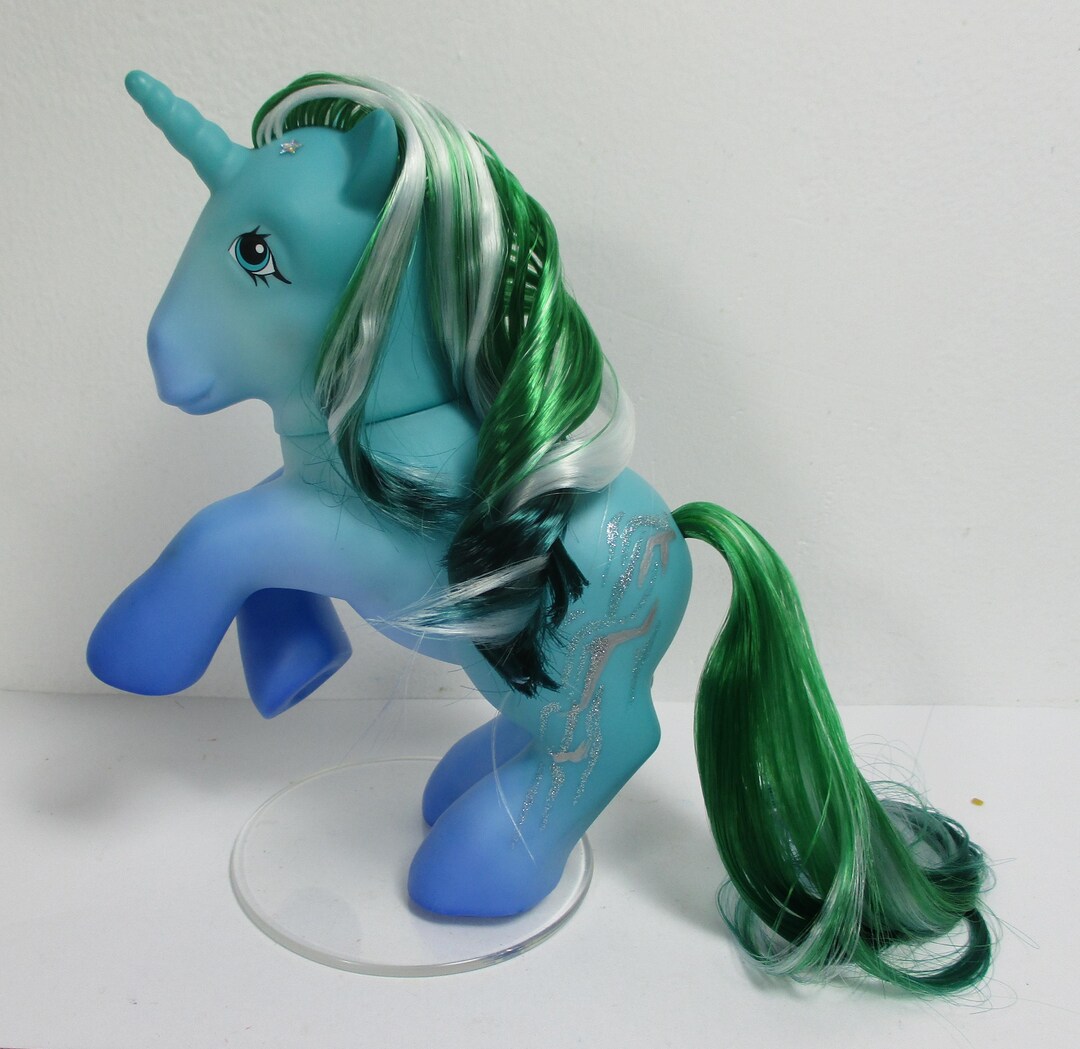 Crystal Cascade Blue Green Fade Unicorn Pony Brushable Toy & Clear ...