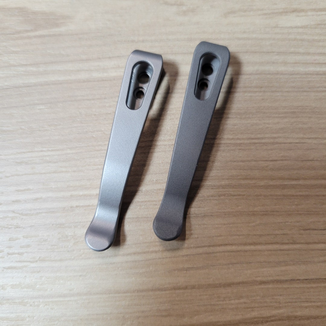 Titanium Flattop Deep Carry Pocket Clip for Sebenza Sand Blast Finish ...