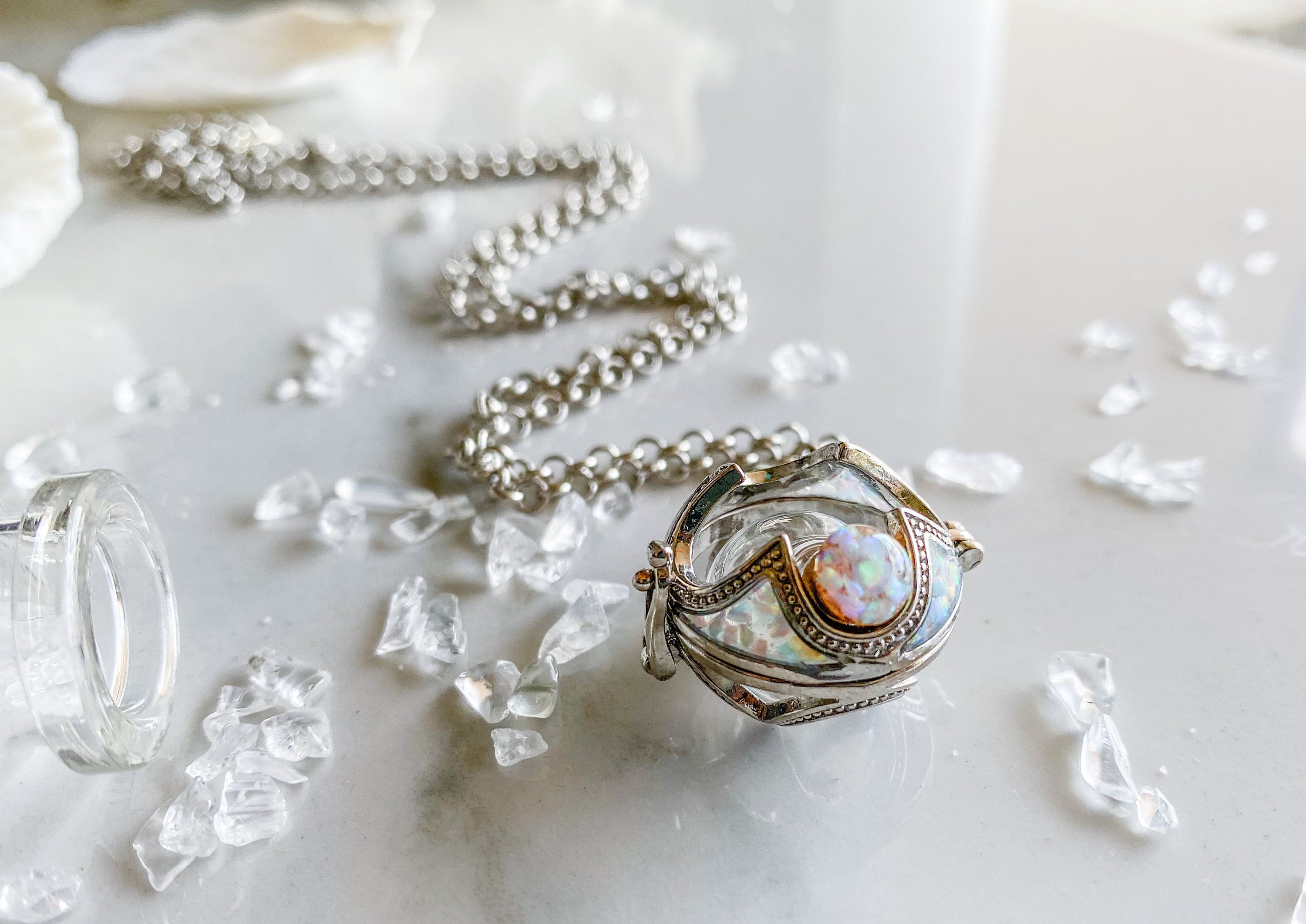 Sparkling White opal Keepsake bottle Mini Urn Ash Cremation | Etsy