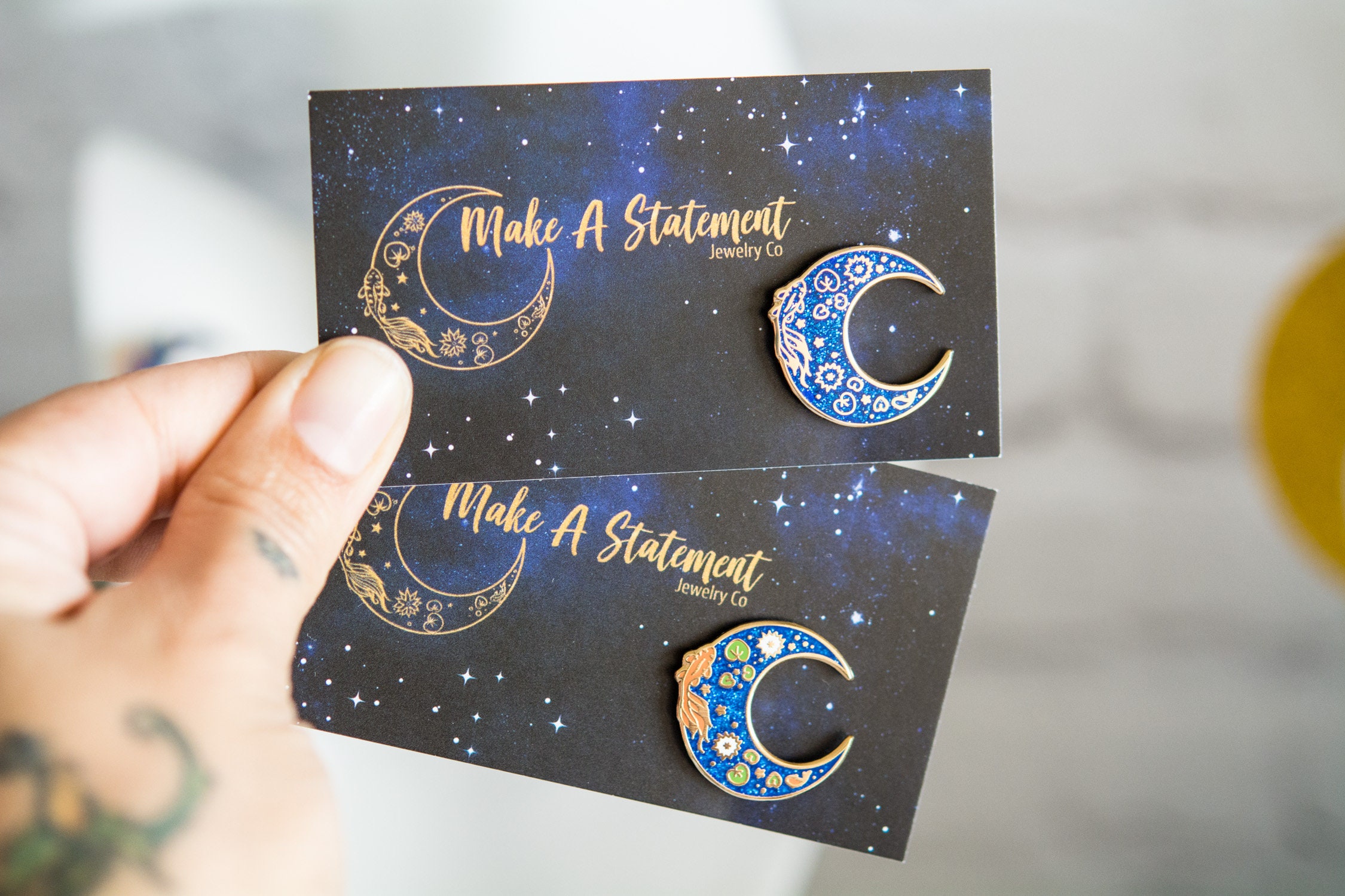 Lunar Pond Enamel Pin - Moon Pin, Pond Pin, Badge, Lapel Pin ...