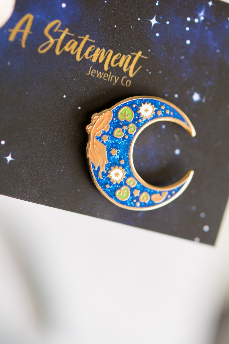 Lunar Pond Enamel Pin Moon Pin Pond Pin Badge Lapel Pin | Etsy