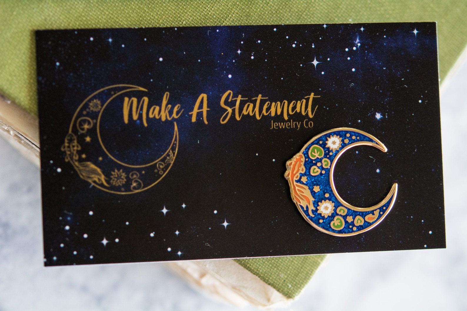 Lunar Pond Enamel Pin Moon Pin Pond Pin Badge Lapel Pin - Etsy